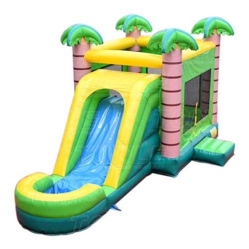 tropical palm tree inflatable combo jump castle bounce house with dual ...