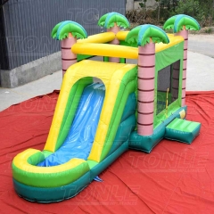 tropical palm tree inflatable combo jump castle bounce house with dual ...
