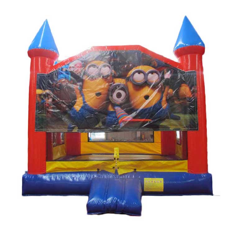 Inflatable theme castle jumper bounce house with minion banner