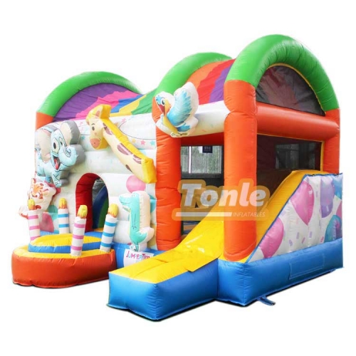 Zoo themed children's inflatable castle