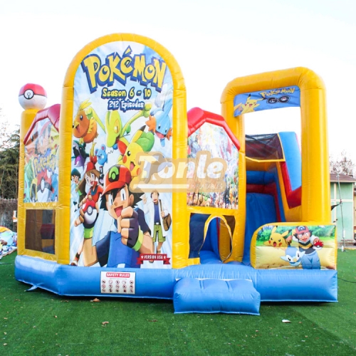 Pikachu inflatable bouncing castle slide combon